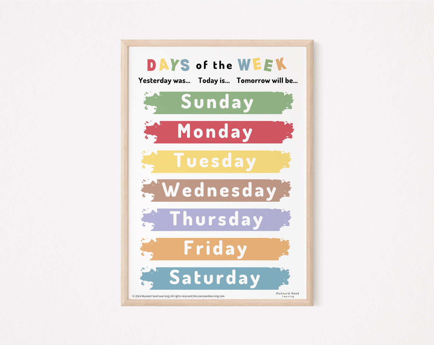 Days of the Week Poster – Mustard Seed Learning