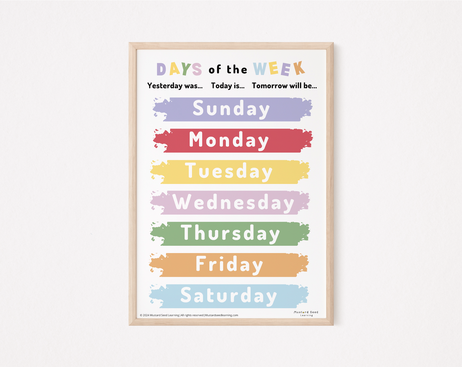 Days of the Week Poster – Mustard Seed Learning